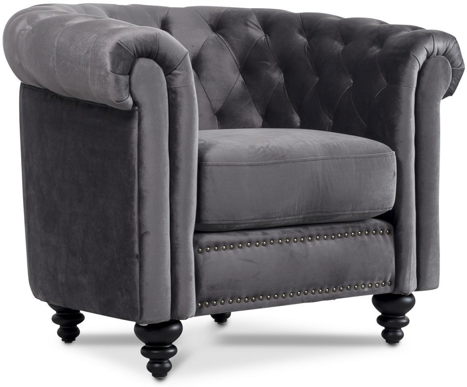 Chesterfield Royal Sessel - grau (Samt) - €409.99 - Trendrum.de